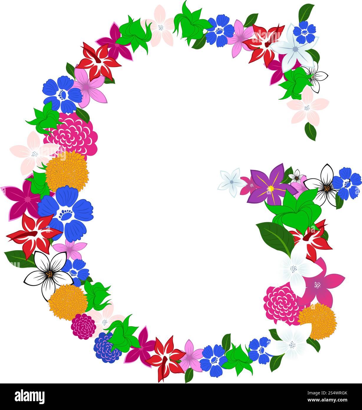 Floral Alphabet Letter. Colorfull on White Design. Vector illustration ...