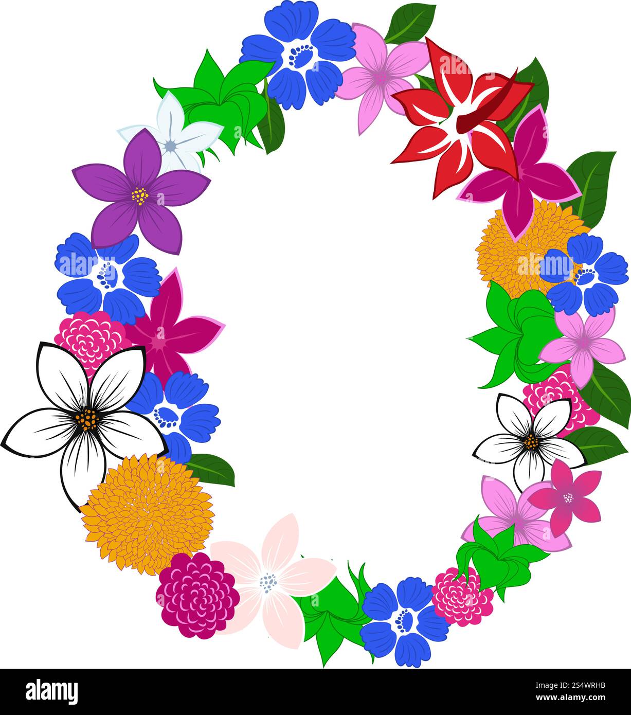 Floral Alphabet Letter. Colorfull on White Design. Vector illustration ...