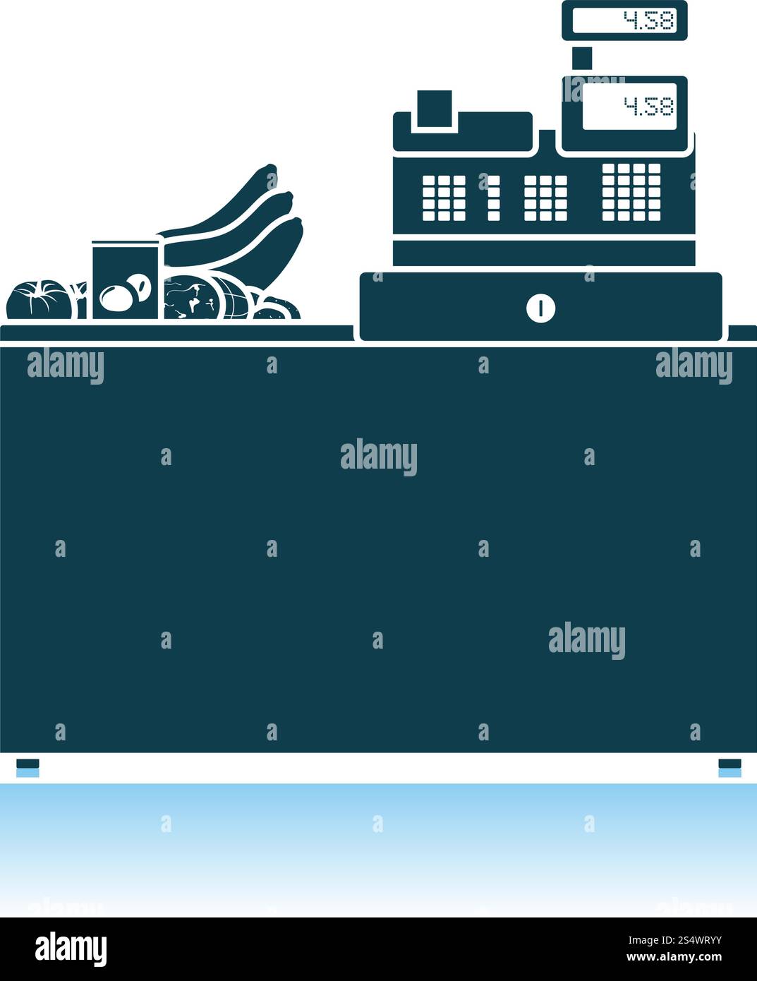 Supermarket Store Counter Desk Icon. Shadow Reflection Design. Vector ...