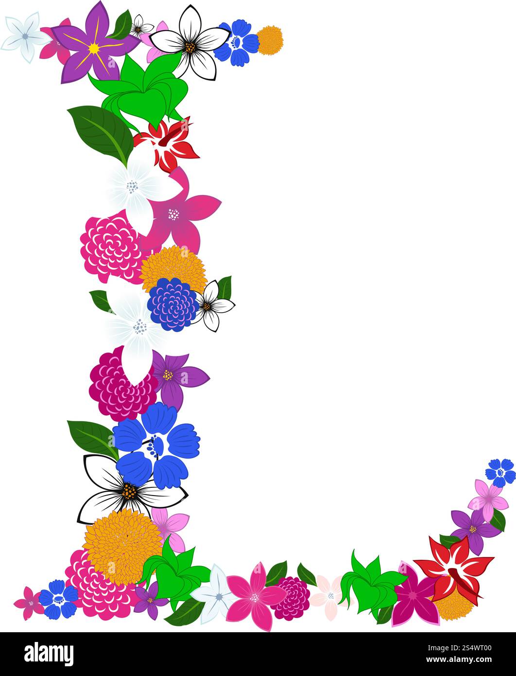 Floral Alphabet Letter. Colorfull on White Design. Vector illustration ...