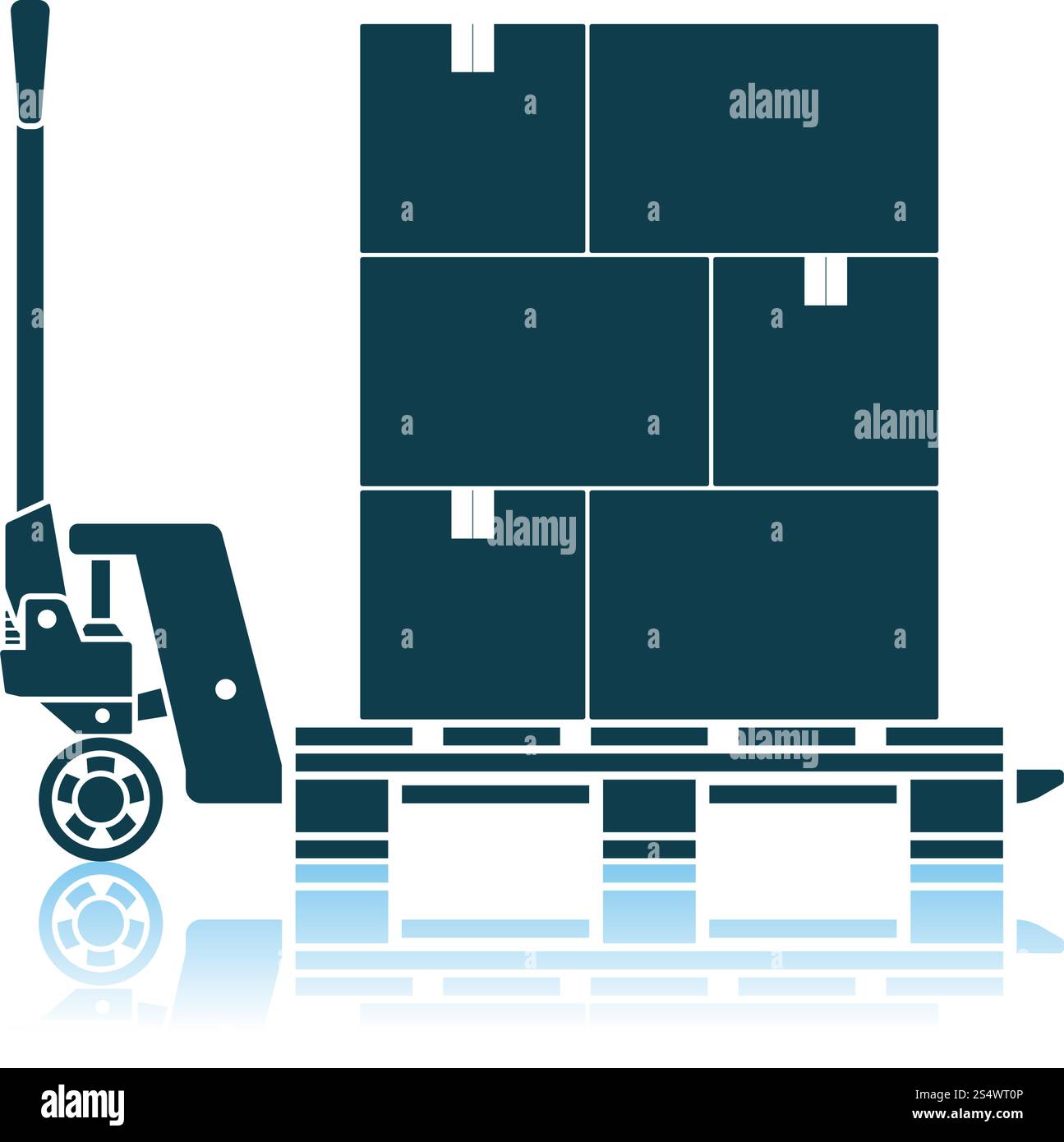 Hand Hydraulic Pallet Truc With Boxes Icon. Shadow Reflection Design ...