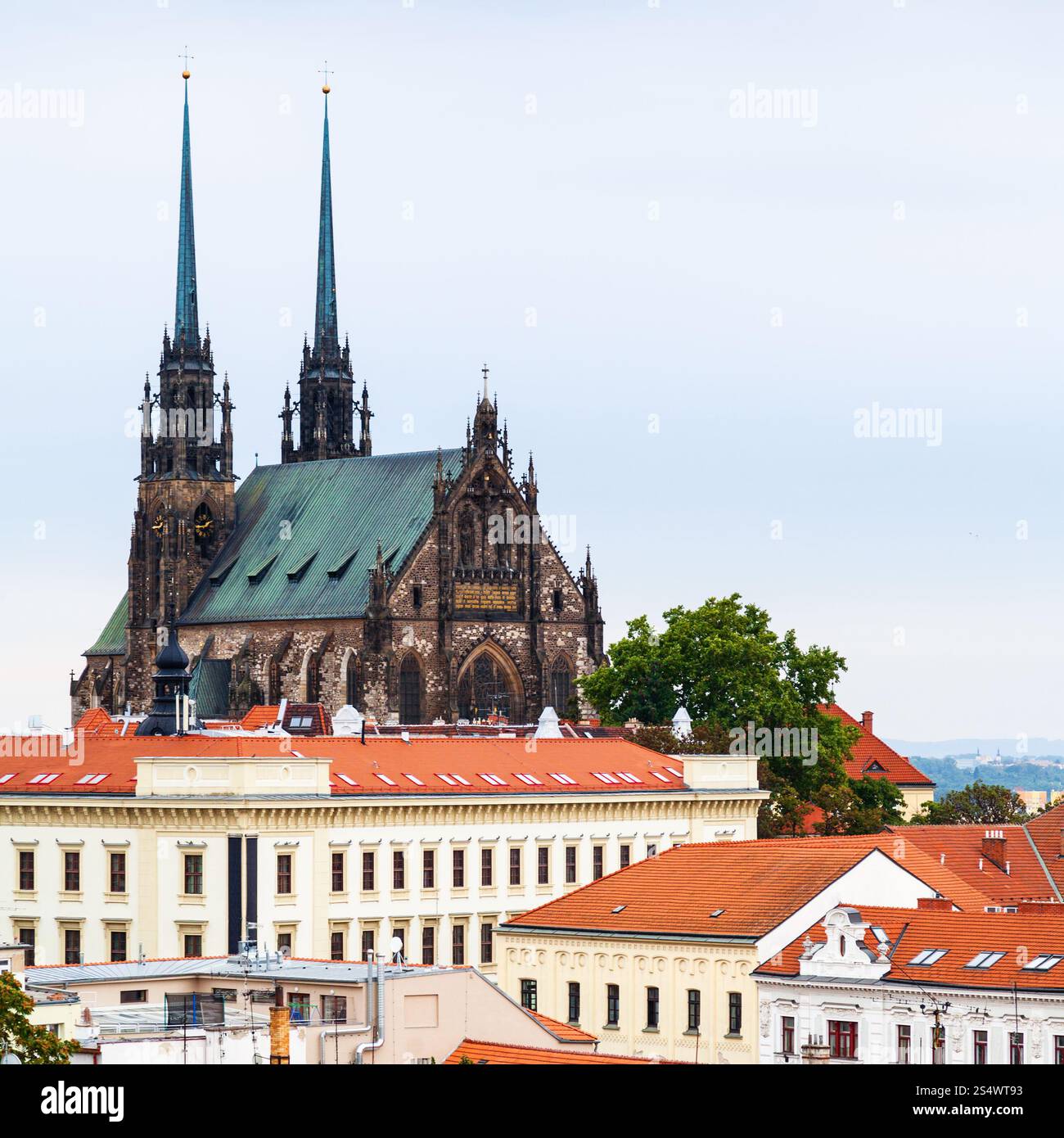 travel to Brno city - houses and Cathedral of St Peter and Paul in Brno ...
