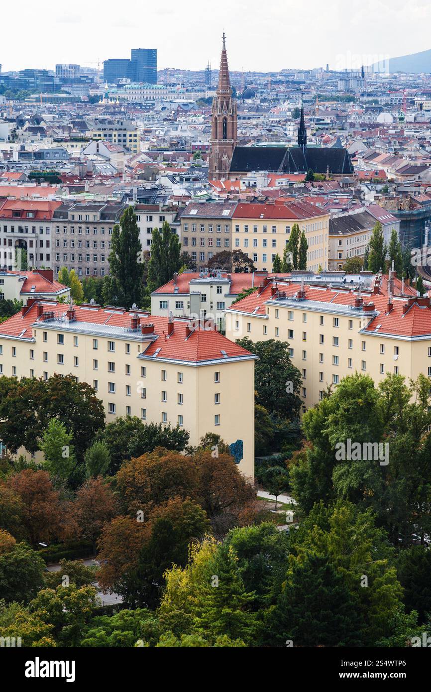 travel to Vienna city - view of Vienna city from Prater park side ...