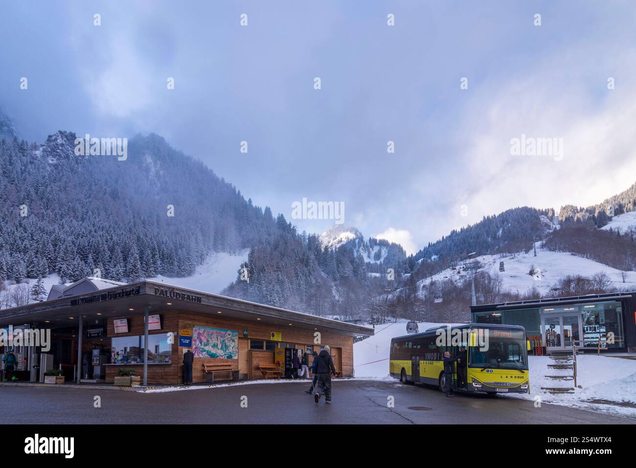 cvalley station of able car Palüdbahn, bus, valley Brandnertal Brandner ...