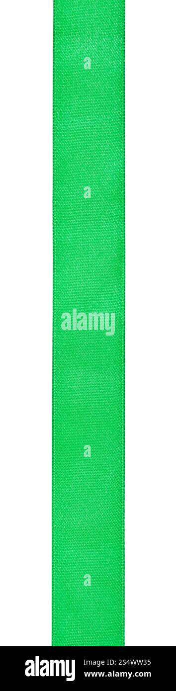 vertical narrow green satin ribbon isolated on white background Stock ...