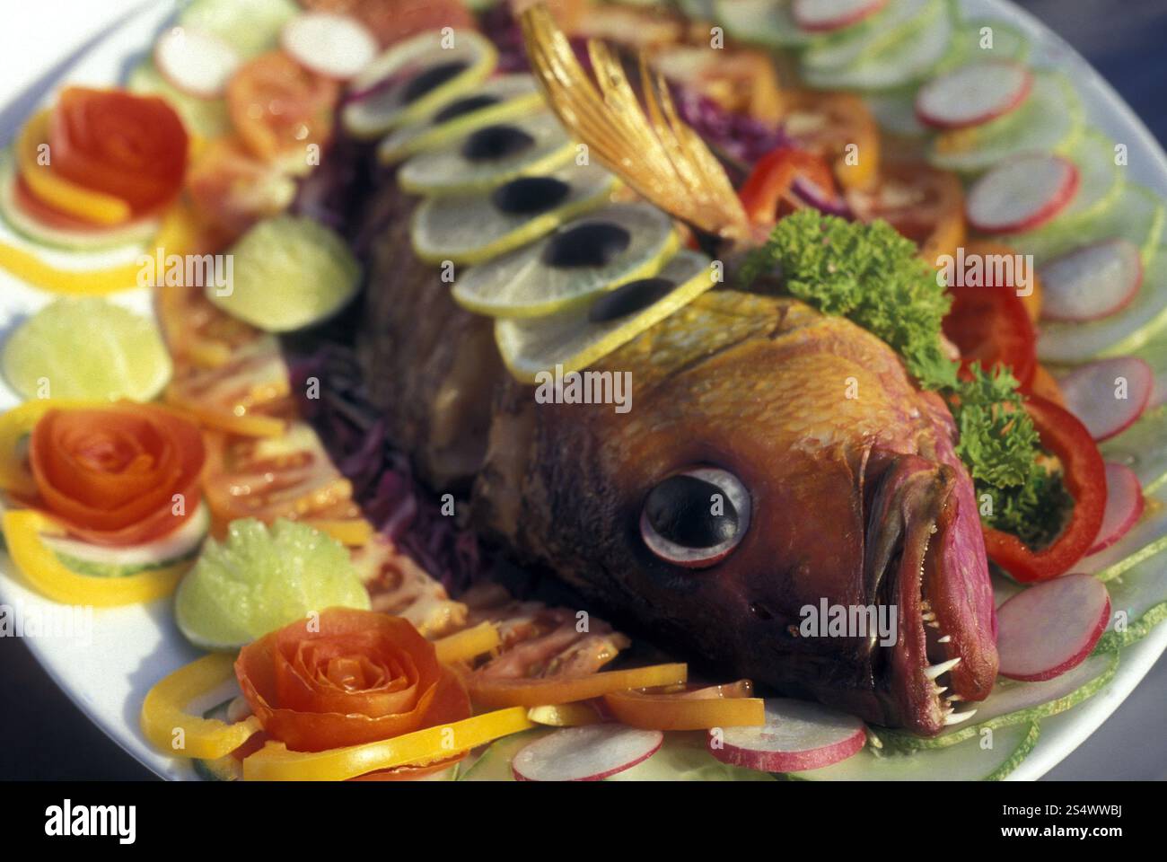 food in a restaurant on a island and atoll of the Maldives Islands in ...