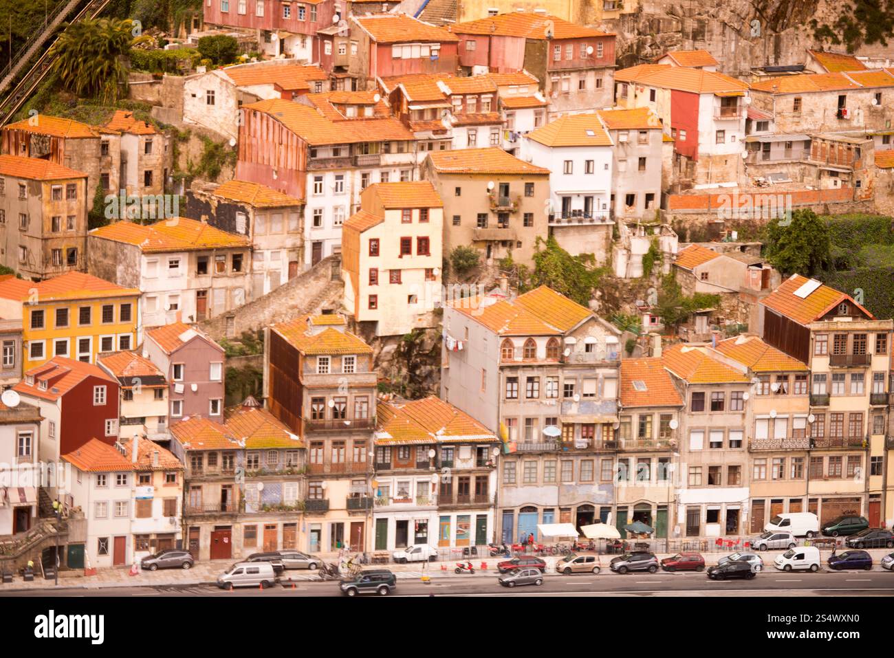 the old town of ribeira in the city centre of Porto in Porugal in ...