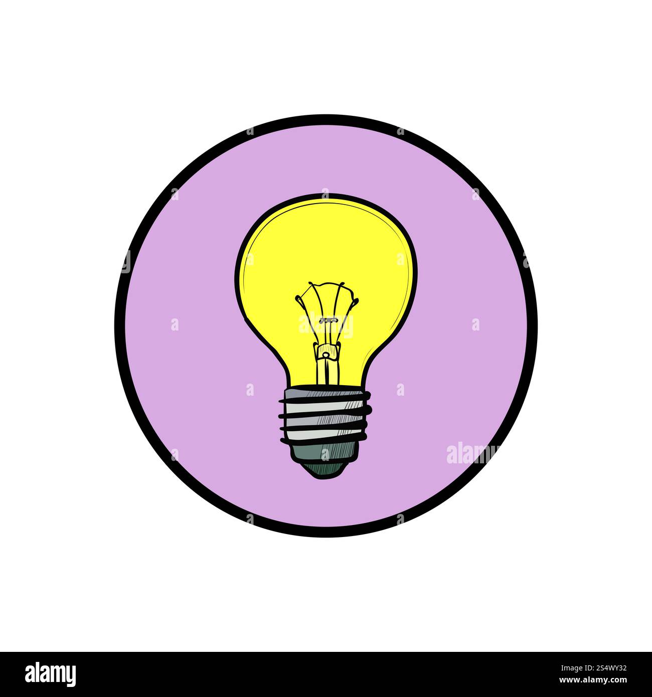 Illustration of modern flat design with yellow light bulb isolated on ...
