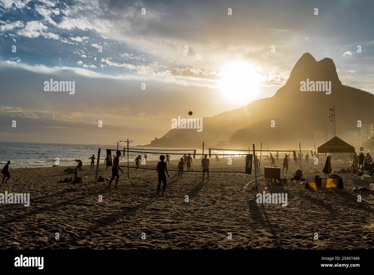 Beach life at sunset on Leblon Beach and Ipanema, Rio De Janeiro ...