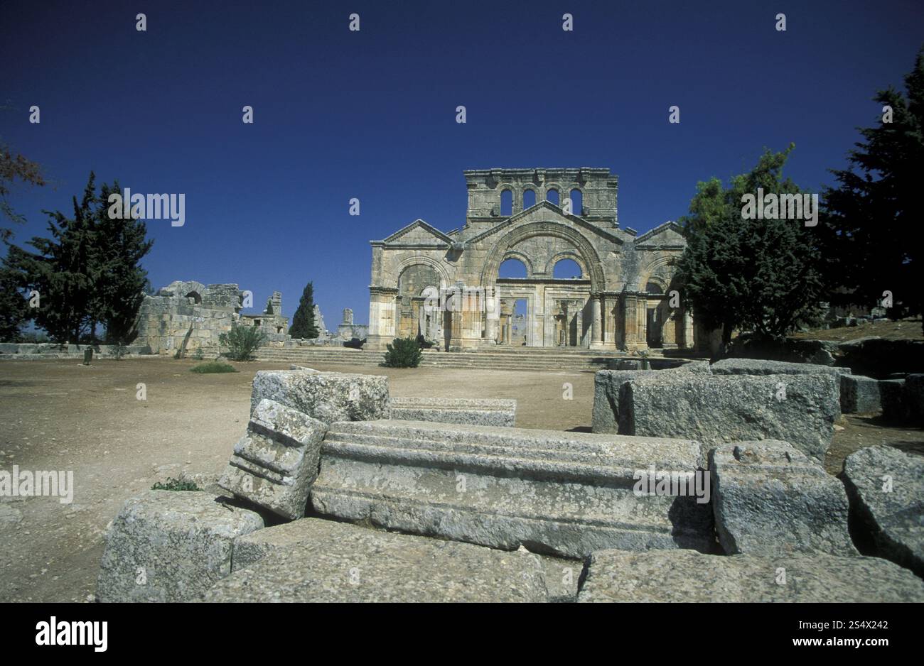 the ruins of the Basilica of Deir Samaan or St Simeon naer the city of ...