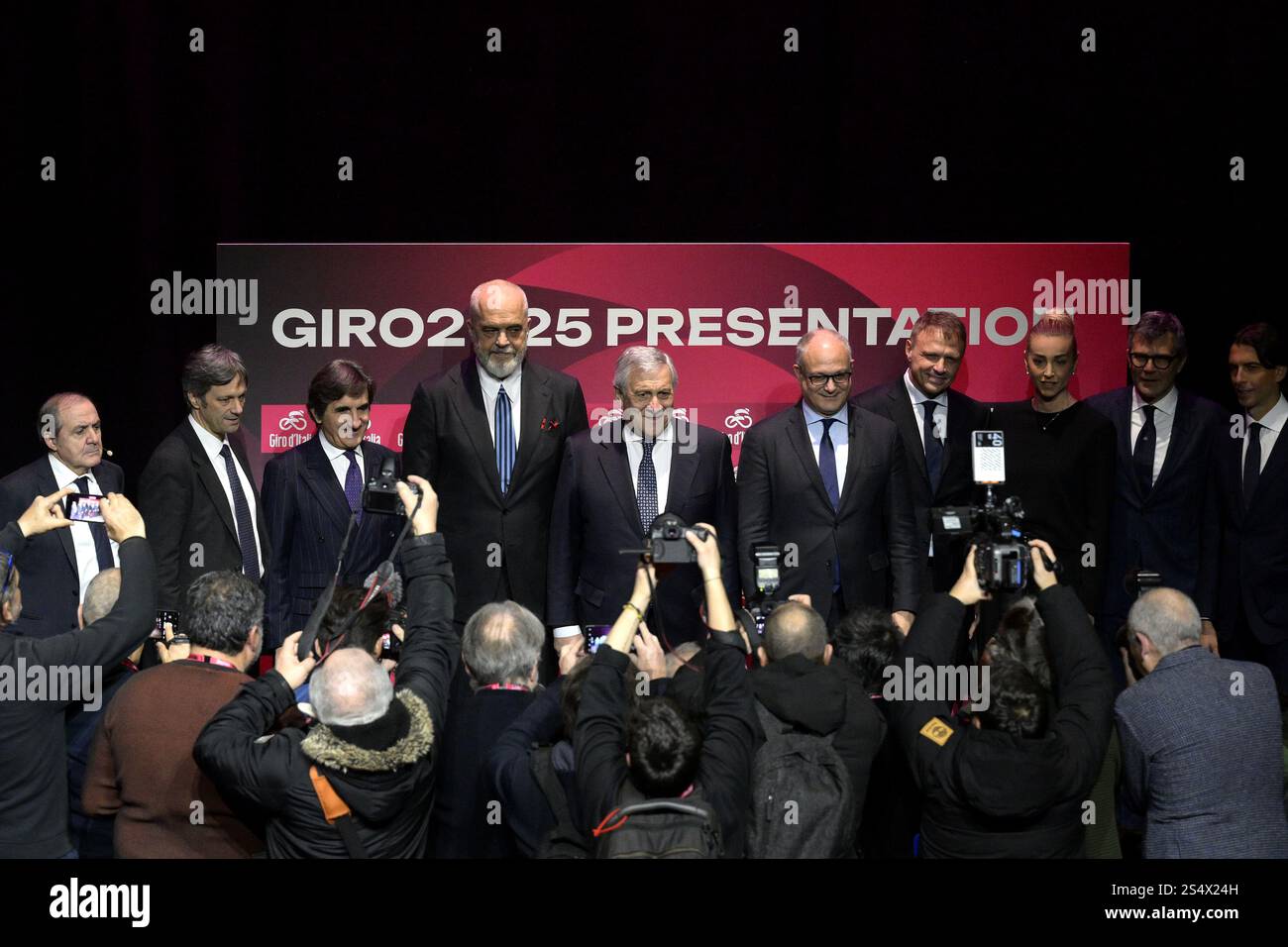 Urbano Cairo, Edi Rama, Antonio Tajani, Roberto Gualtieri during the ...
