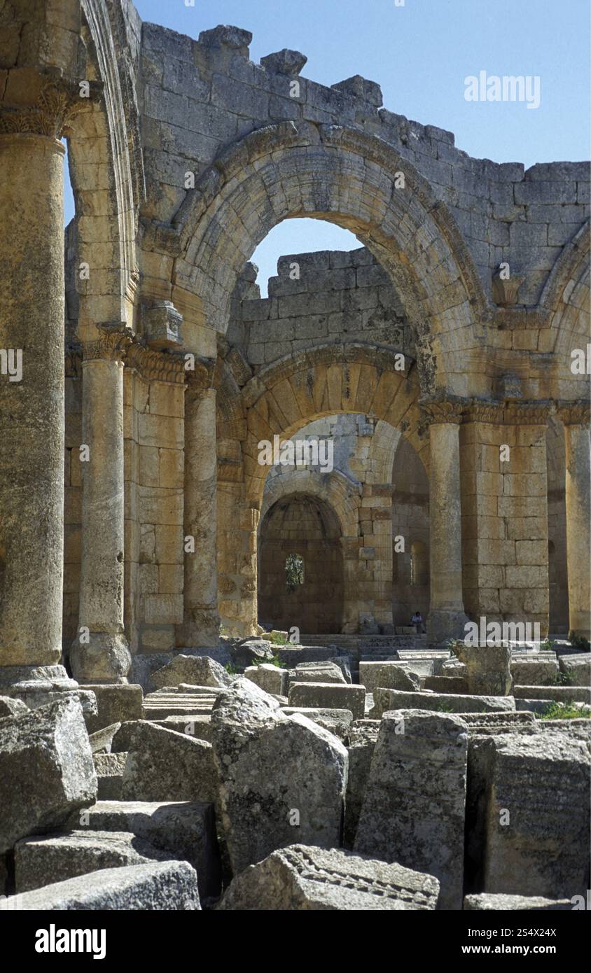the ruins of the Basilica of Deir Samaan or St Simeon naer the city of ...