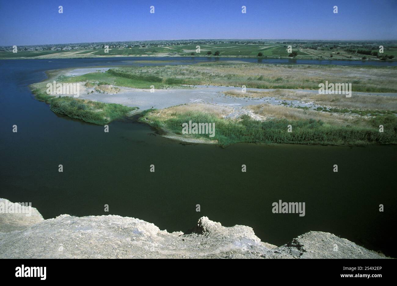 the euphrates river near the city of Deir ez zur in the east of Syria ...