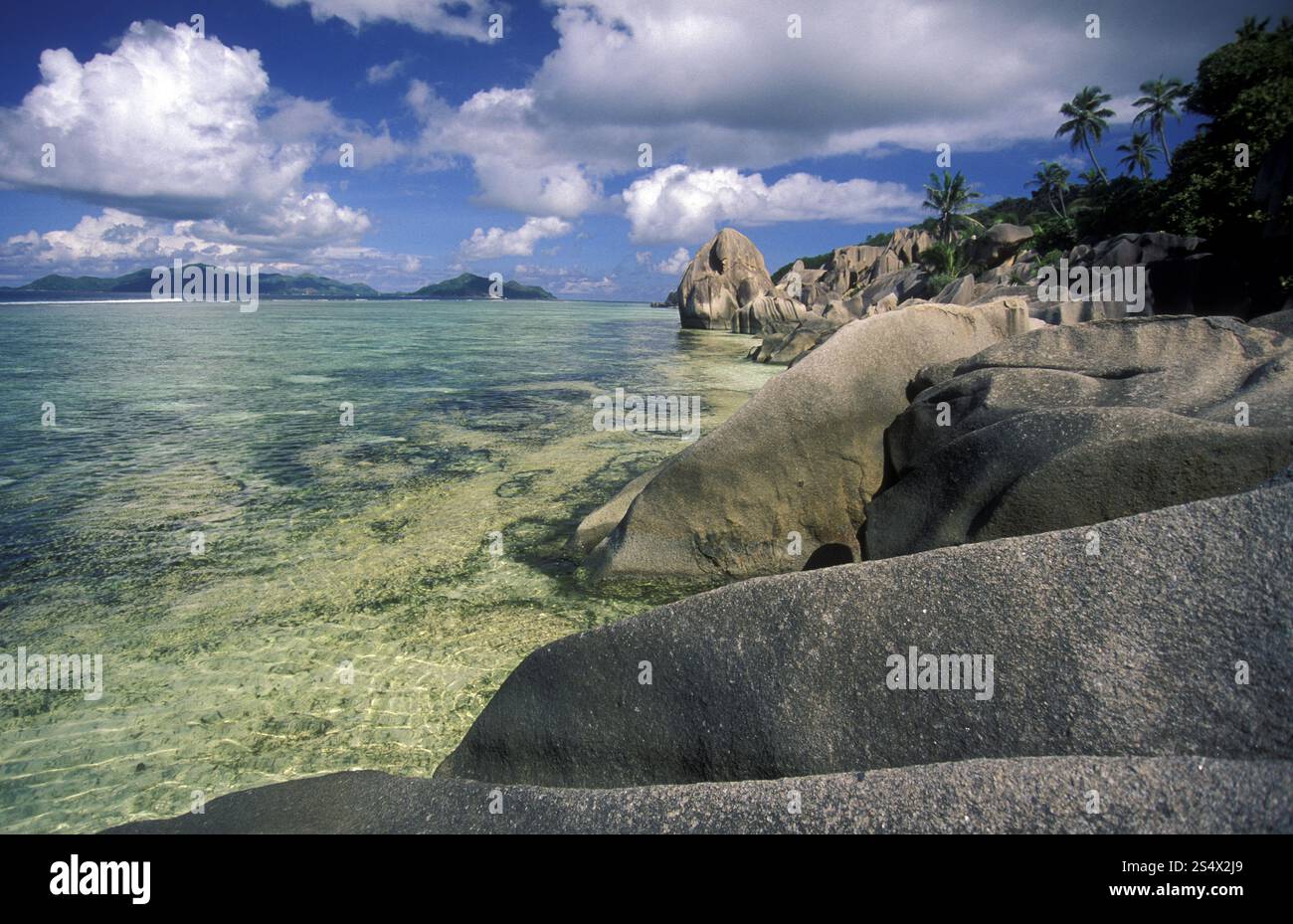 a Beach on the coast if the Island La Digue of the seychelles islands ...