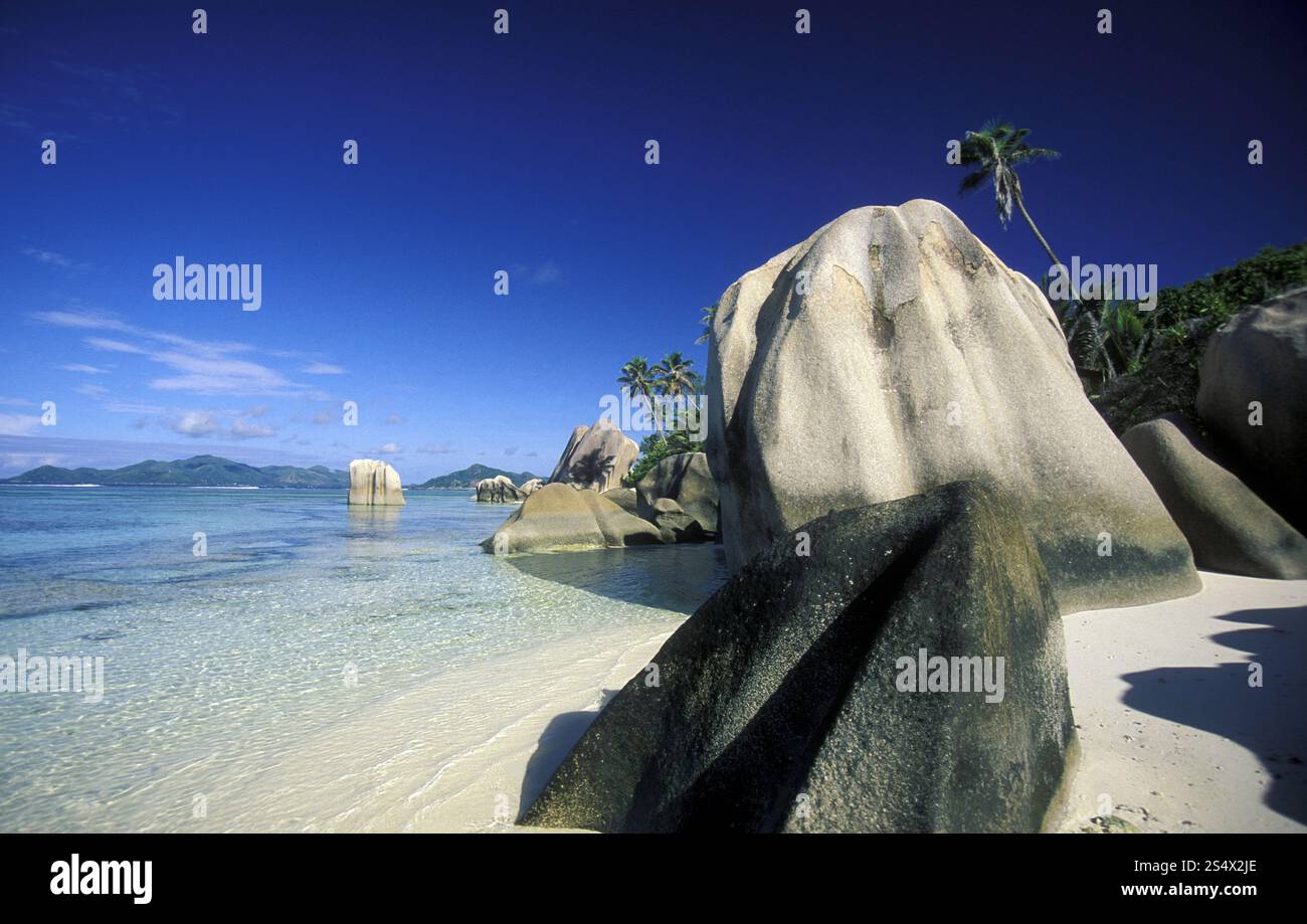 a Beach on the coast if the Island La Digue of the seychelles islands ...