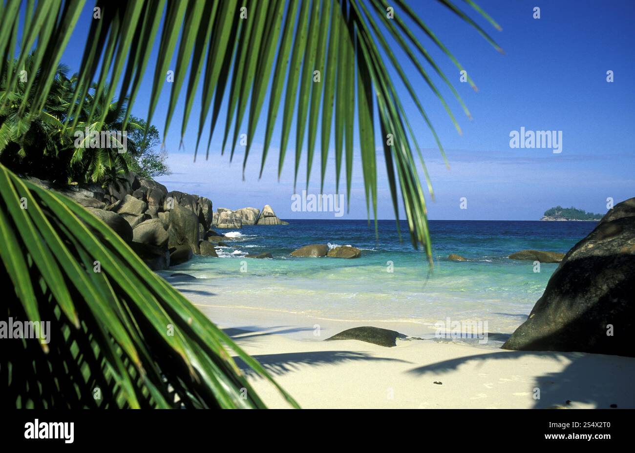 a Beach on the coast if the Island La Digue of the seychelles islands ...
