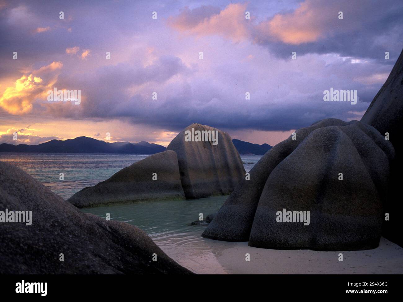 a Beach on the coast if the Island La Digue of the seychelles islands ...