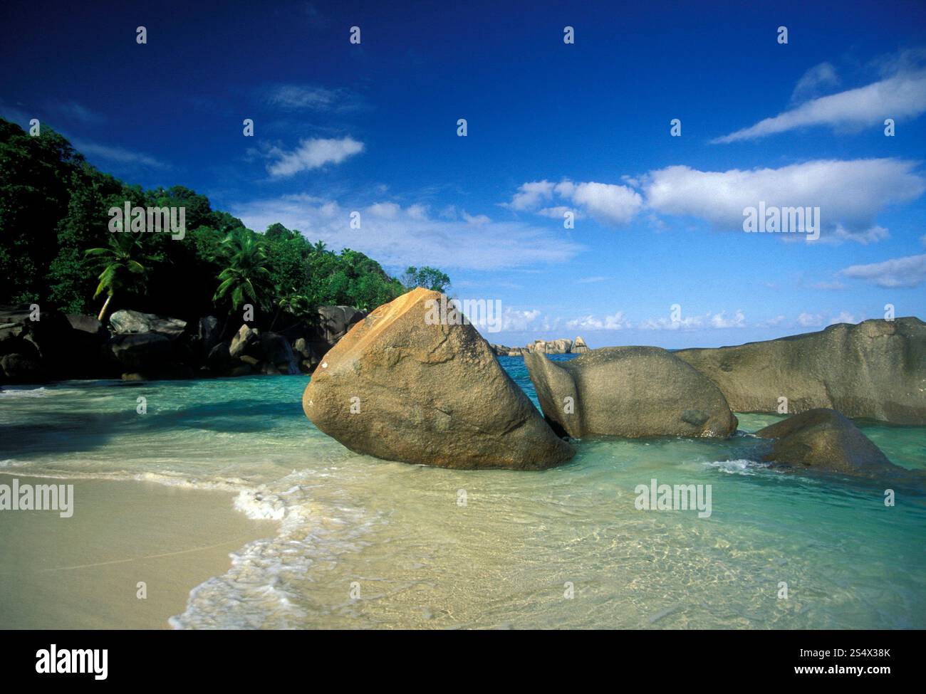 a Beach on the coast if the Island La Digue of the seychelles islands ...
