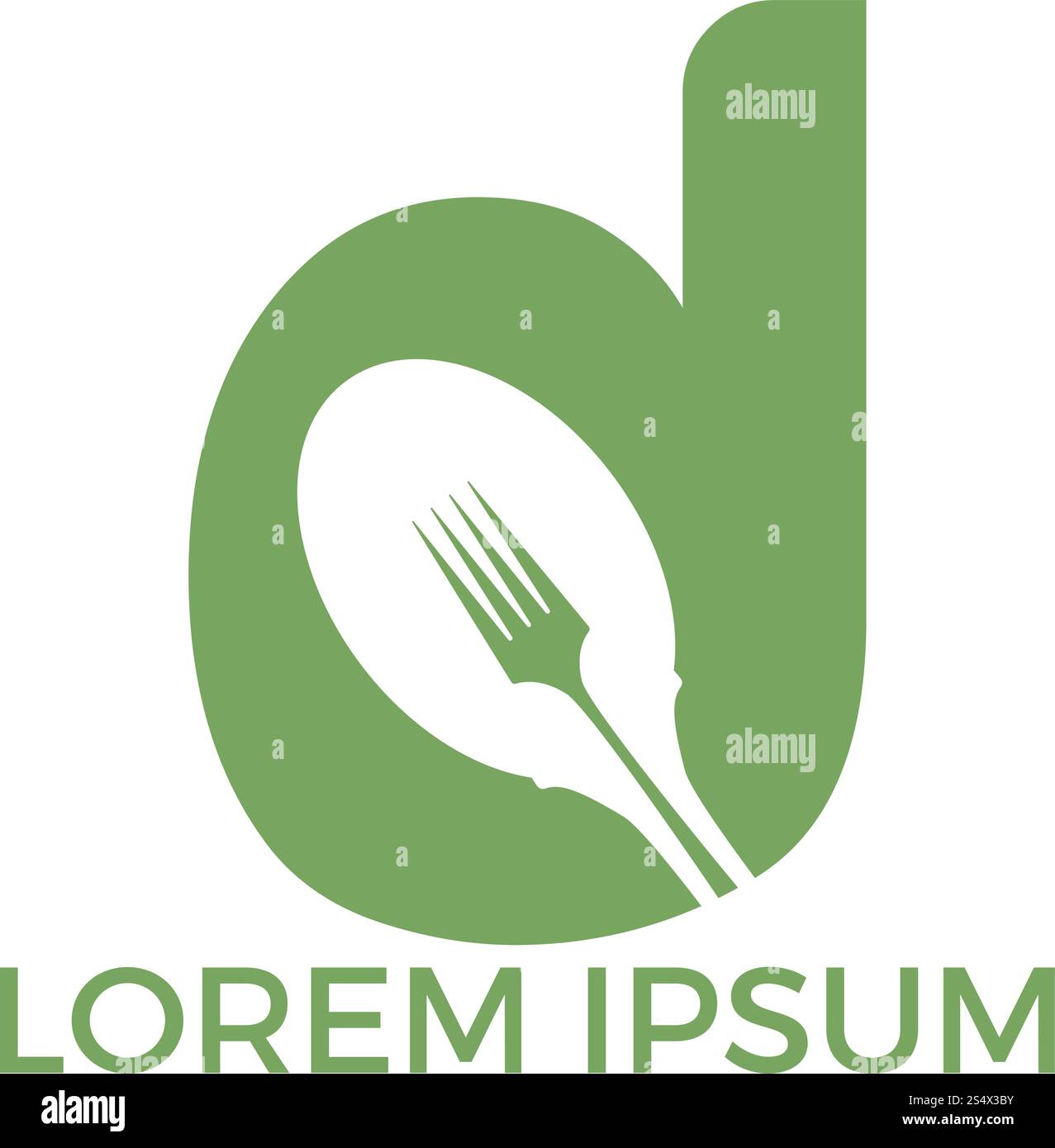 Letter D food logo vector illustration template. Spoon with letter D ...