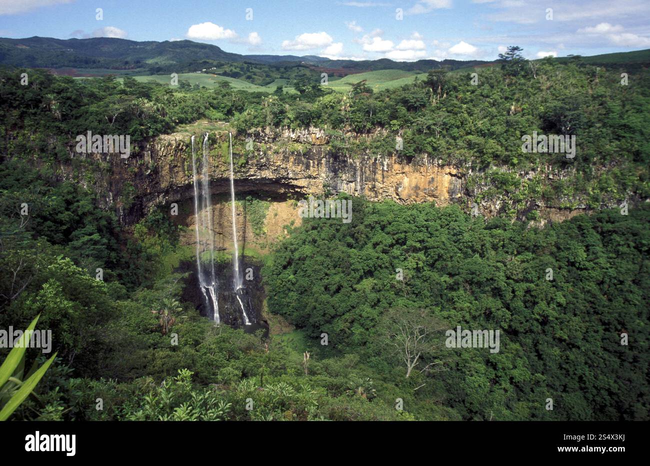 the chamarel waterfall near the town of Chamarel on the island of ...
