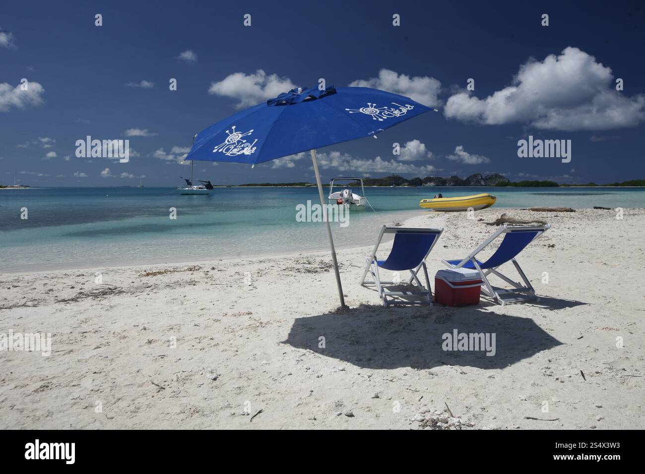a beach at the village on the Gran Roque Island at the Los Roques ...