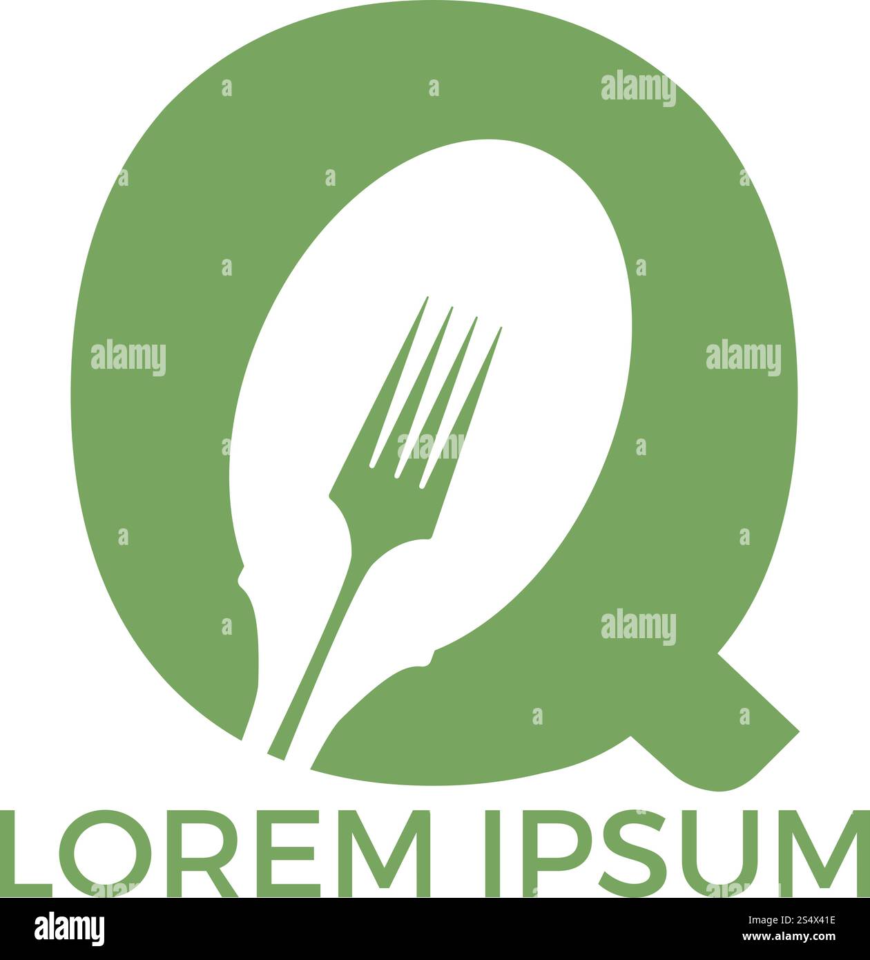 Letter Q food logo vector illustration template. Spoon with letter Q ...