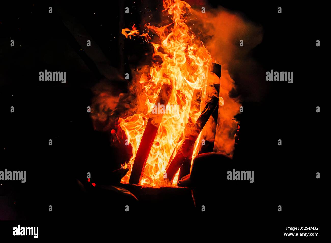 Burning of the Clavie 2025 Burghead Moray Scotland the whisky staves on ...