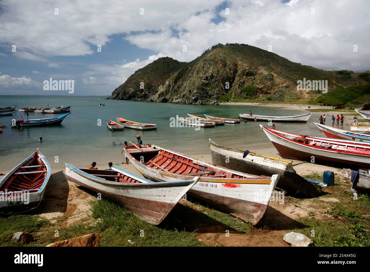 the beach of the town of Pampatar on the Isla Margarita in the ...