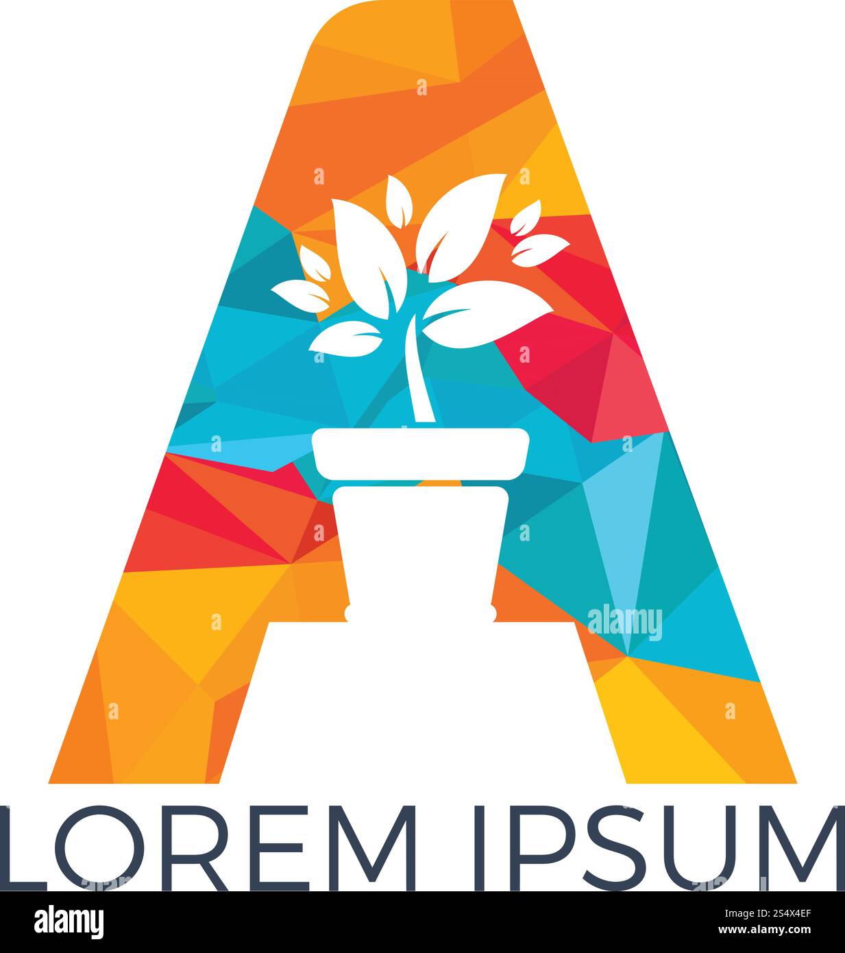 Flower pot and alphabet A logo design. Plant alphabet A and flowerpot ...