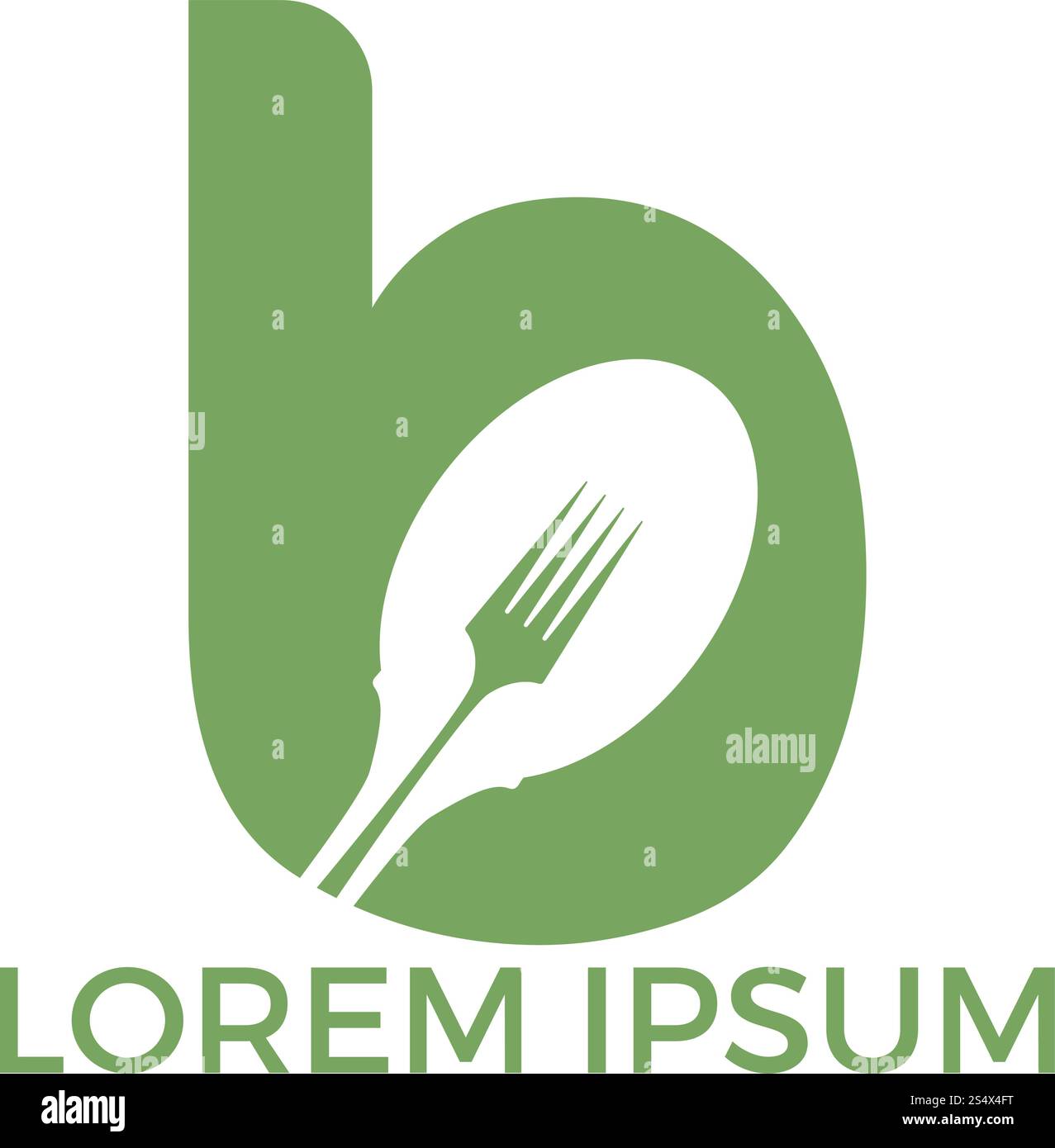 Letter B food logo vector illustration template. Spoon with letter B ...