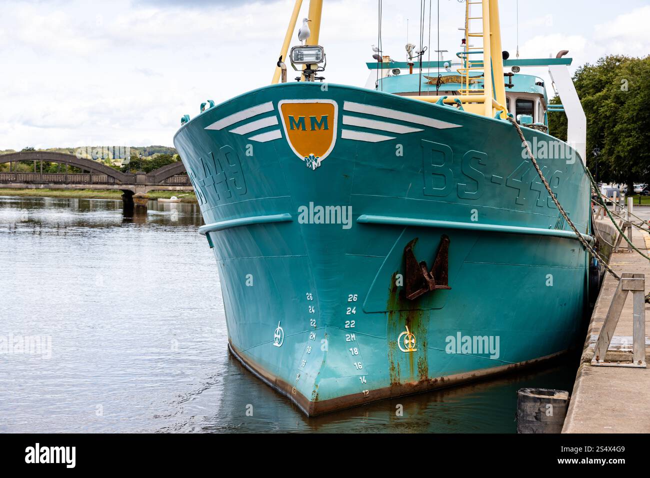 The bow of the Mussel Dredger MYTILUS is pictured on the Quayside at ...