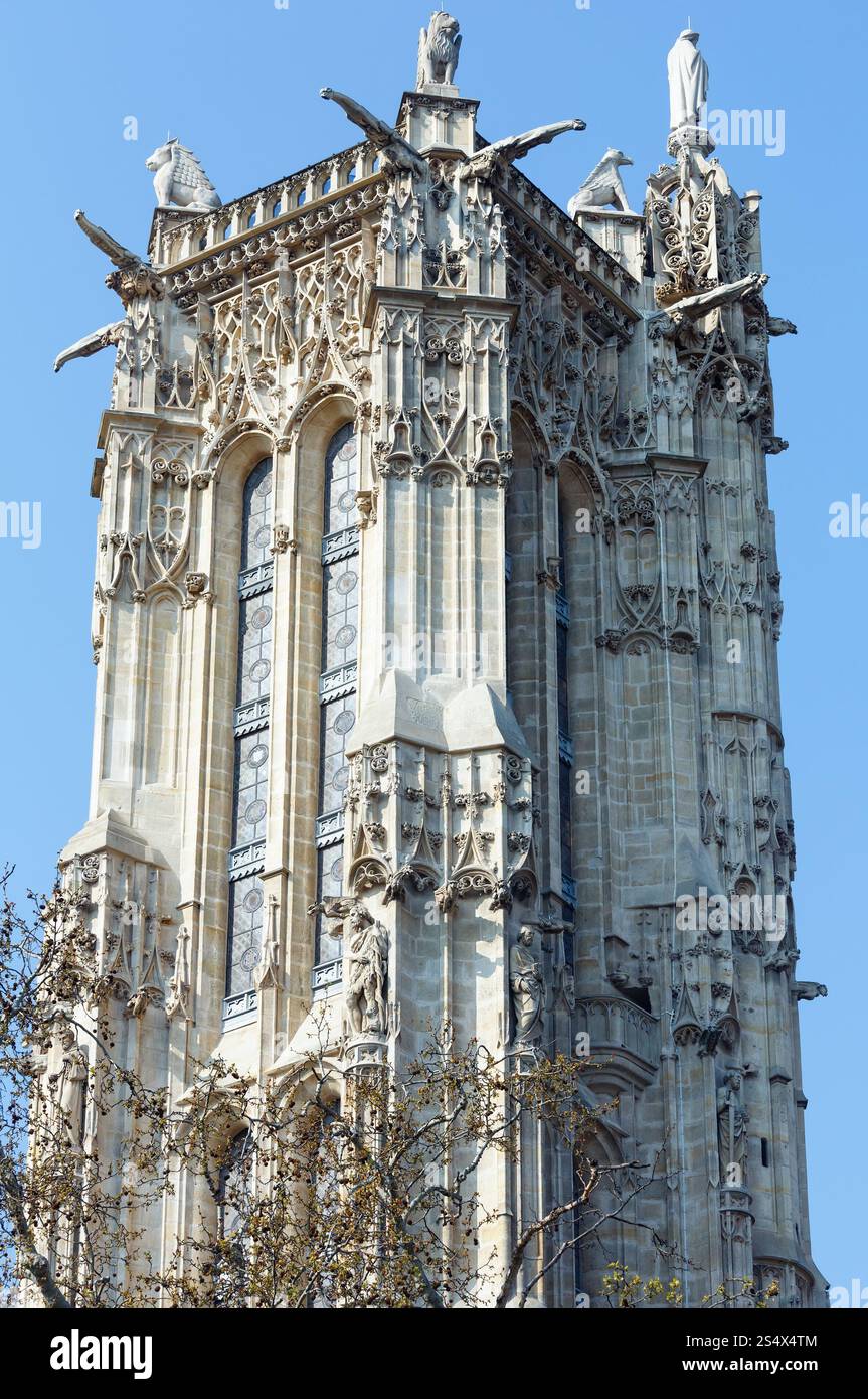 Architectural elements of Saint-Jacques Tower (Paris, France). Build ...