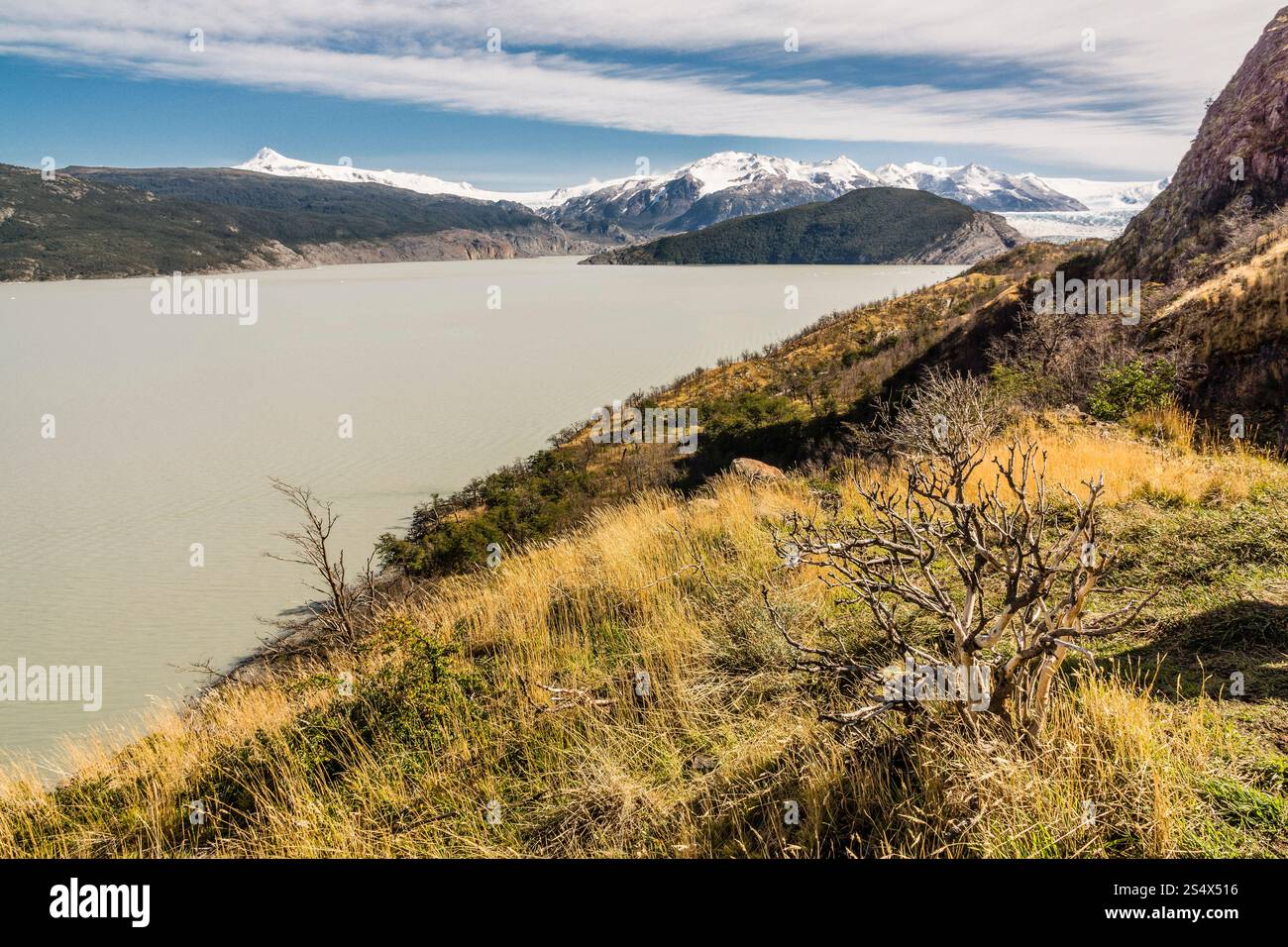 Grey Refuge and Glacier, Grey Lake Valley, walking the W trek, Torres ...