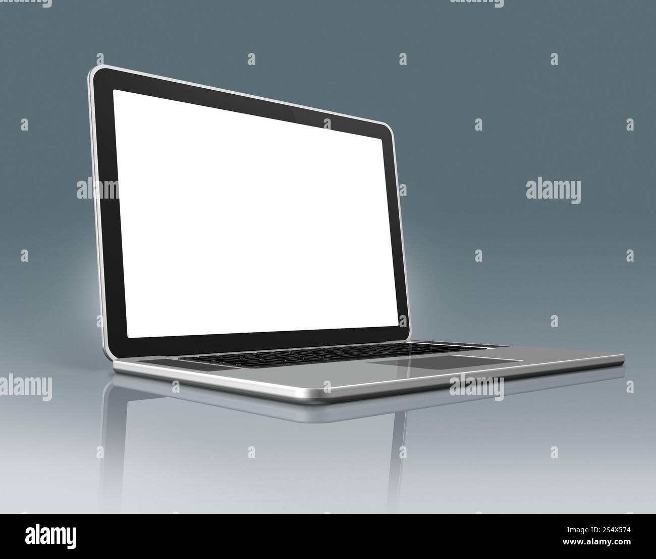 3D High Tech laptop - isolated on a grey background with clipping path ...