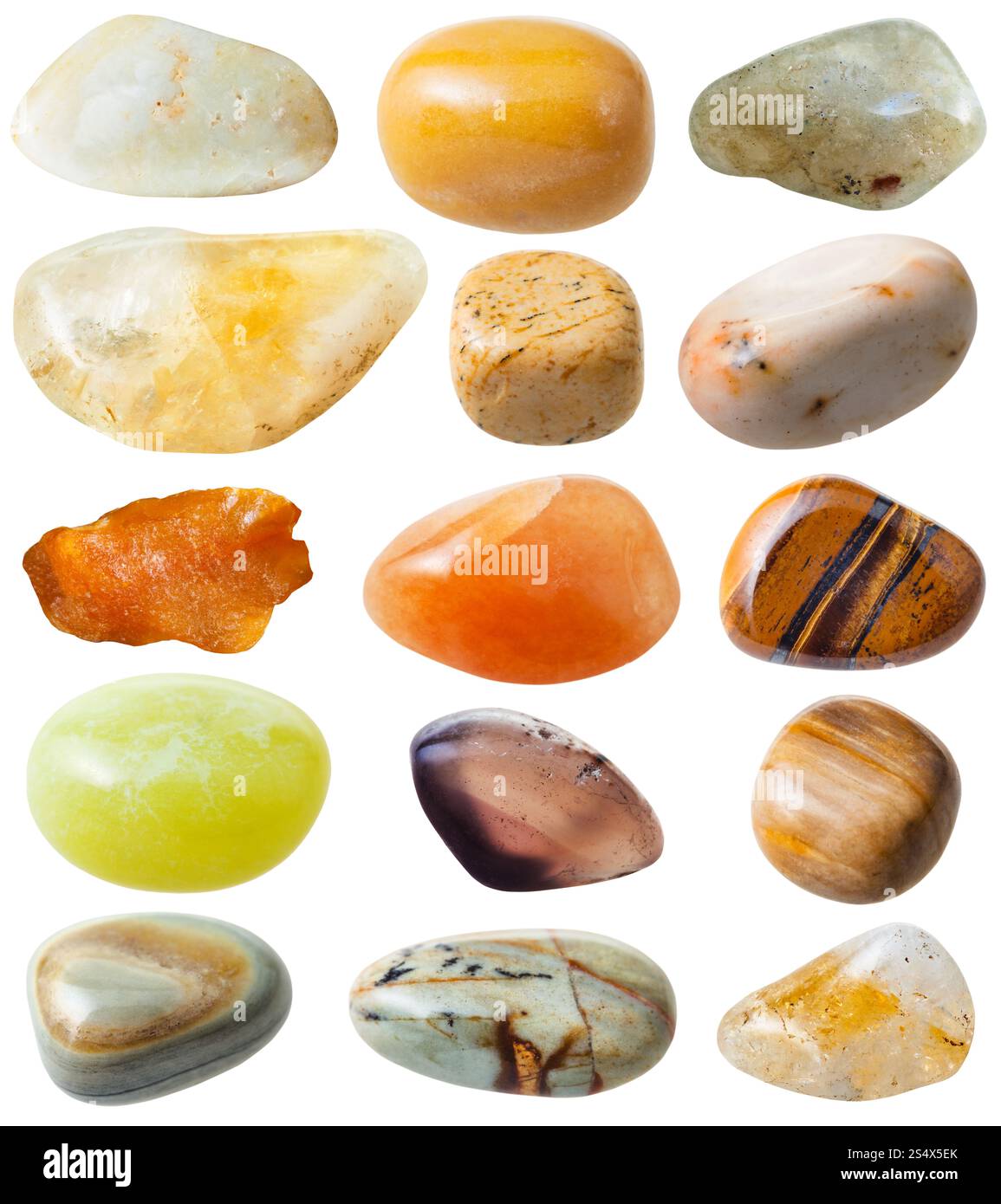 natural mineral gem stone - set from 15 pcs yellow and brown gemstones ...