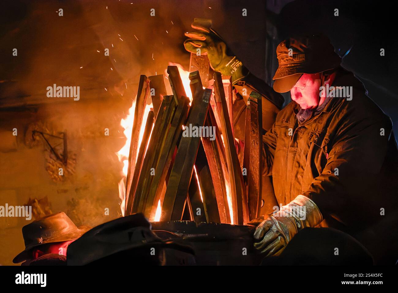 Burning of the Clavie 2025 Burghead Moray Scotland man adding new ...