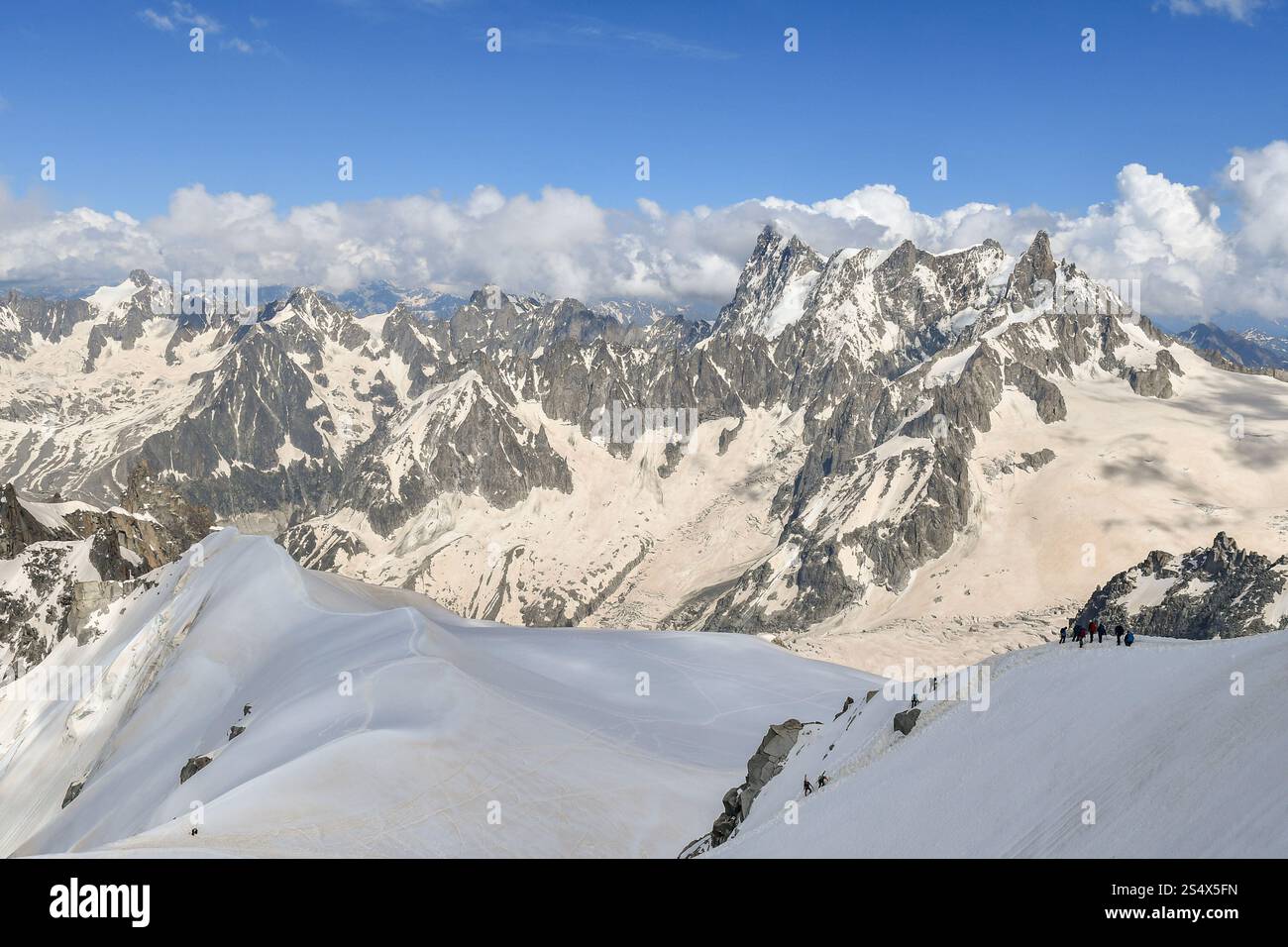 View of the Vallée Blanche with Dent du Geant and Grandes Jorasses from ...