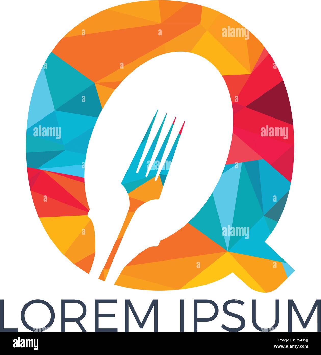 Letter Q food logo vector illustration template. Spoon with letter Q ...