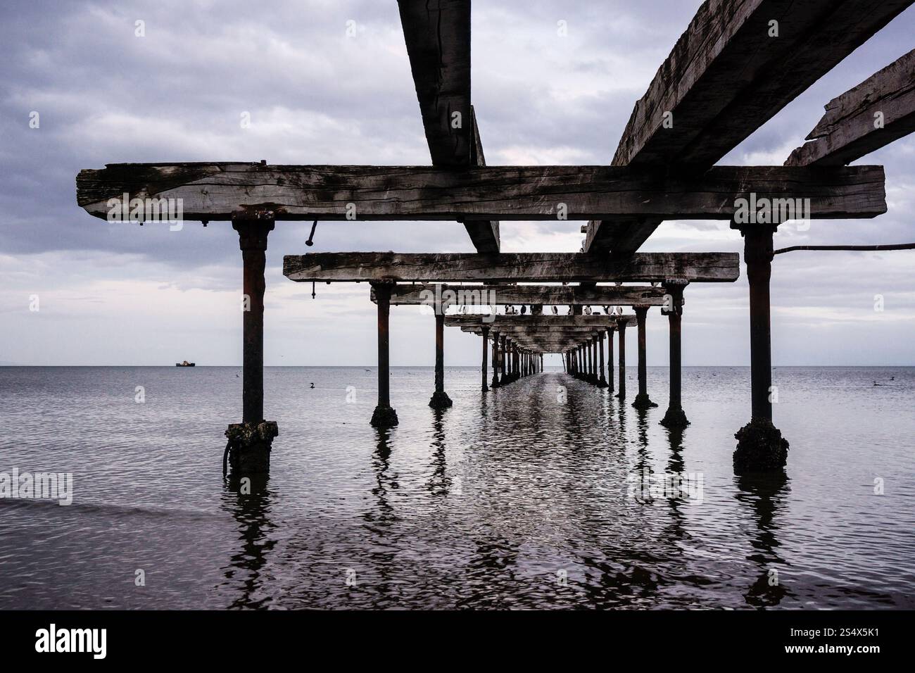 Old wooden docks, Costanera, Punta Arenas -Sandy Point-, Patagonia ...