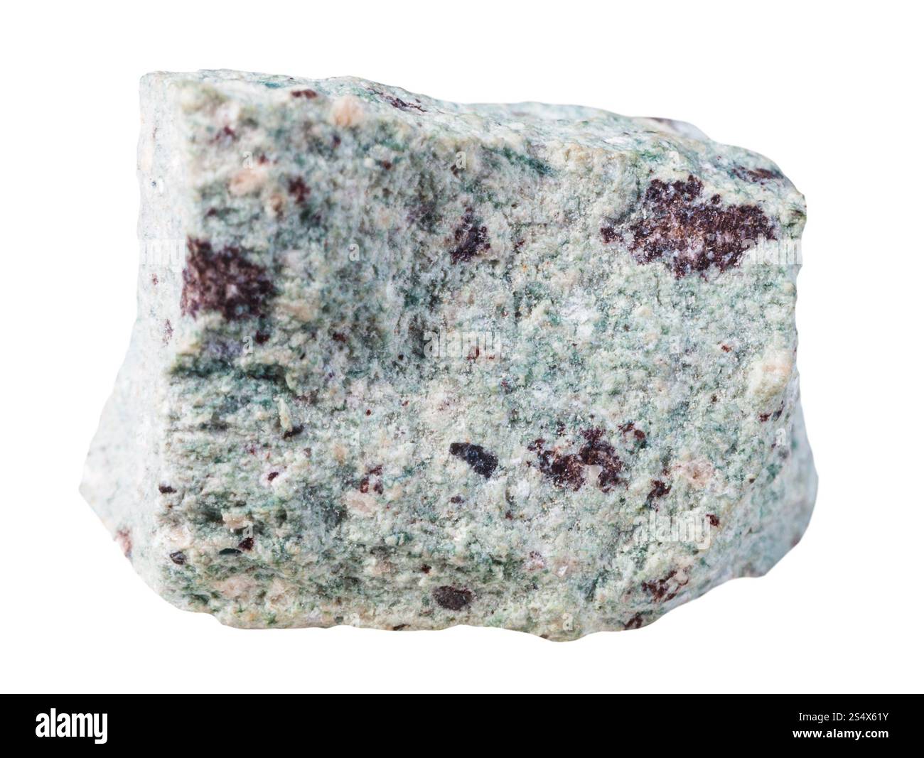 macro shooting of specimen natural rock - piece of Trachyte (Trachyt) mineral stone isolated on ...