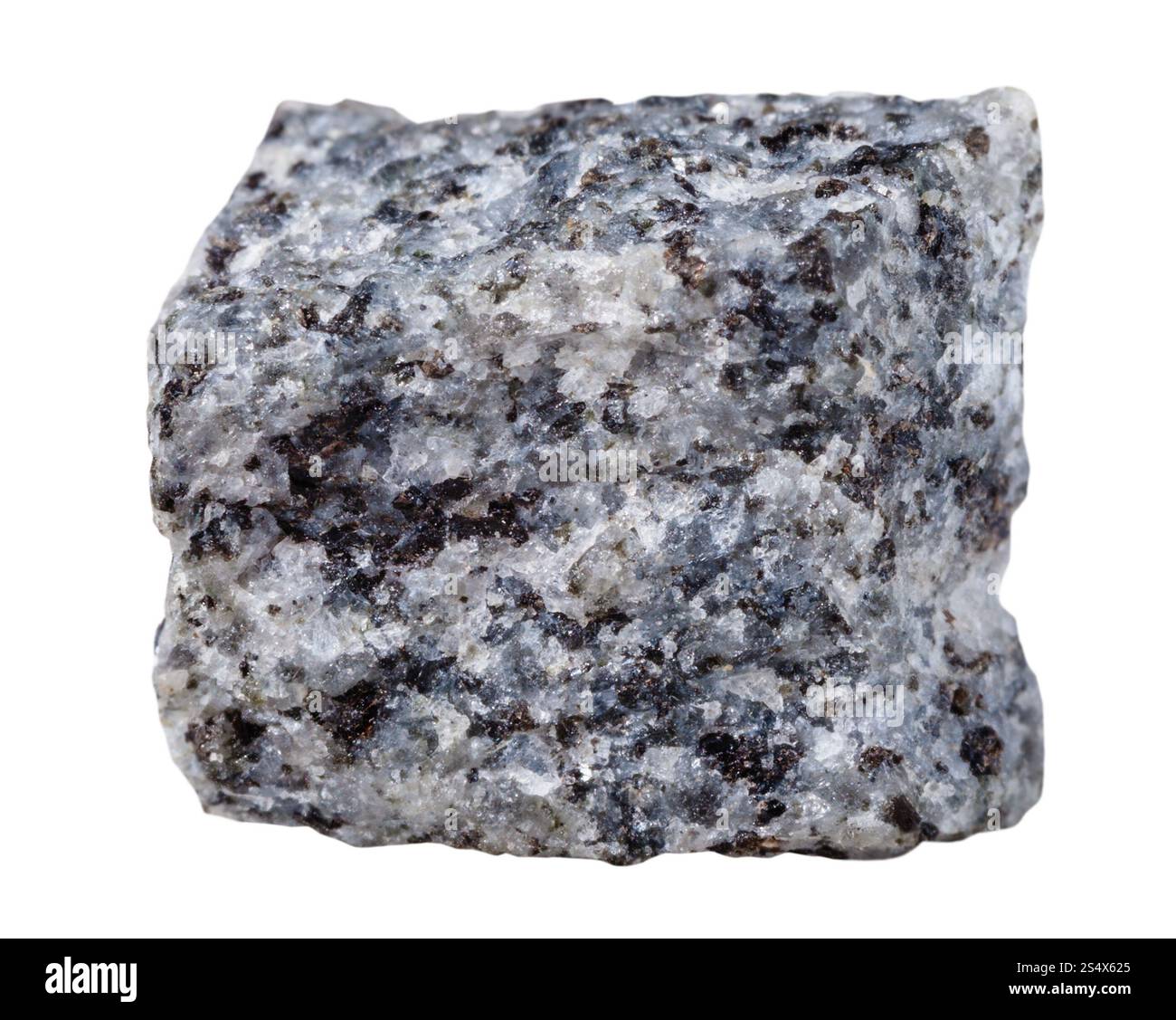macro shooting of specimen natural rock - piece of Gabbro (basalt) mineral stone isolated on ...