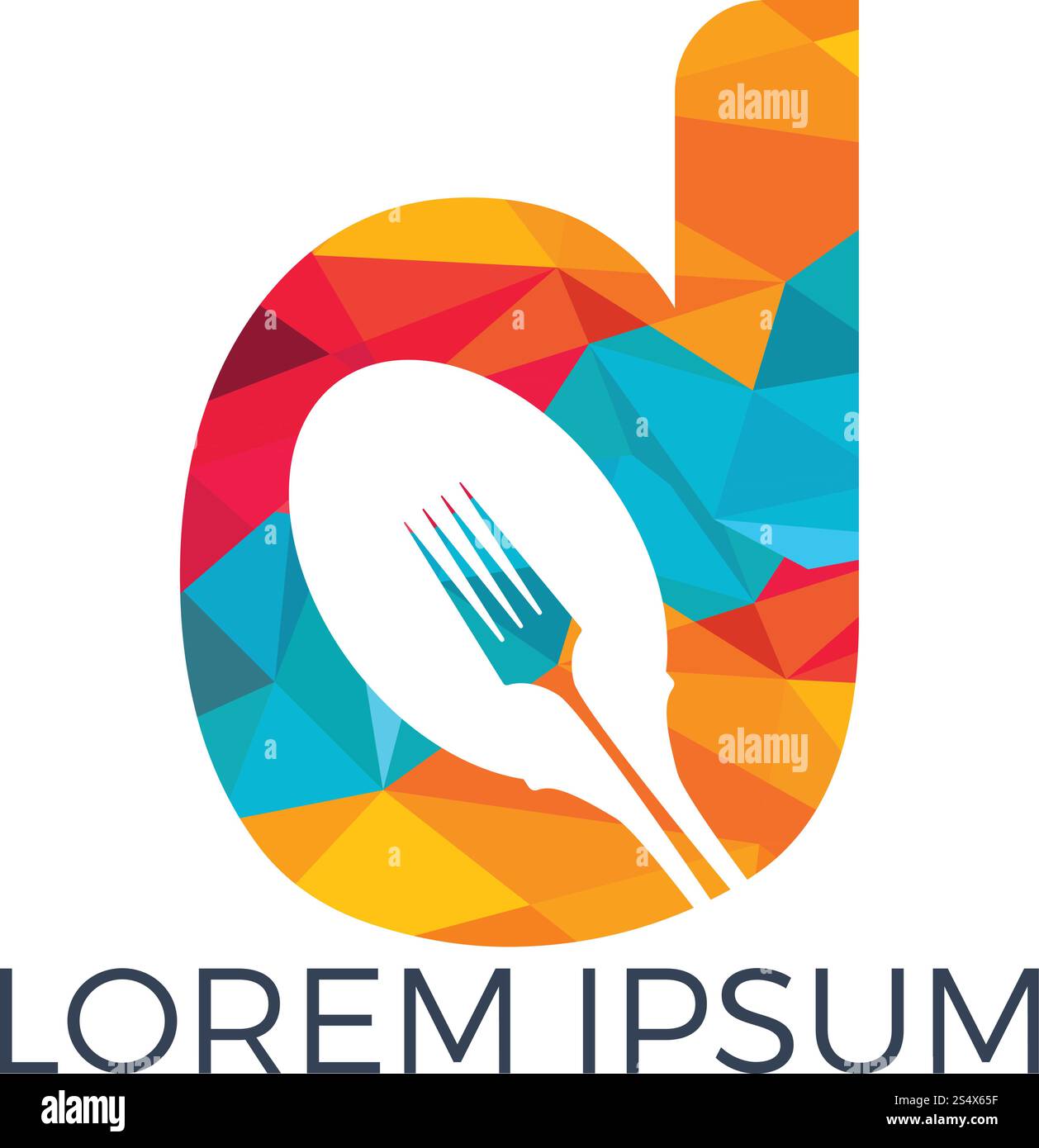 Letter D food logo vector illustration template. Spoon with letter D ...