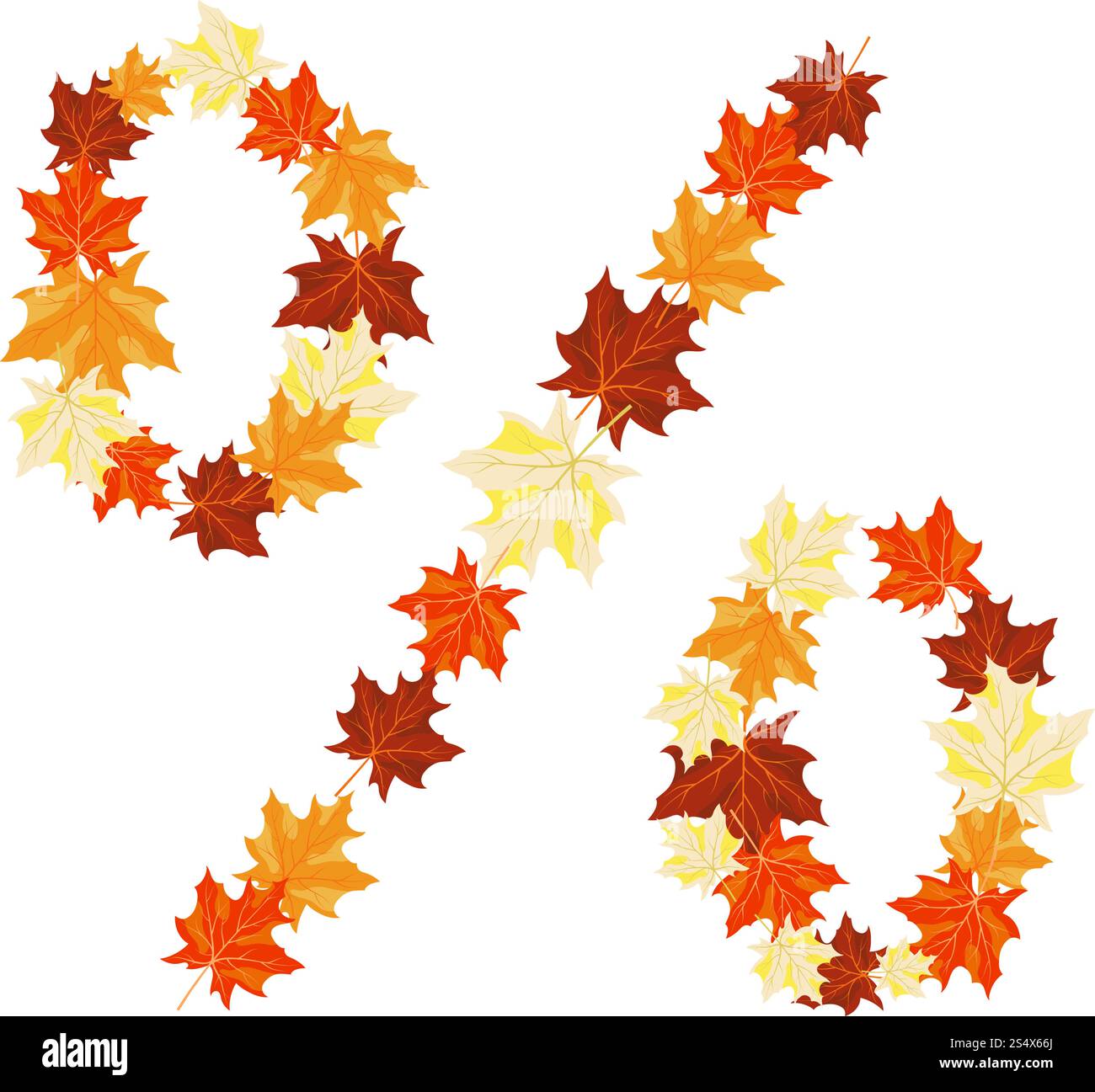 Autumn Maples Leaves Letter. Golden Fall Design. Vector illustration ...