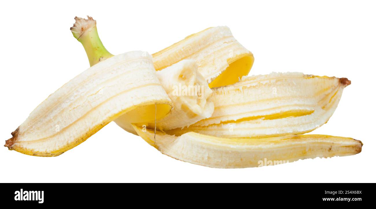 bitten ripe banana in the peel isolated on white background Stock Photo ...