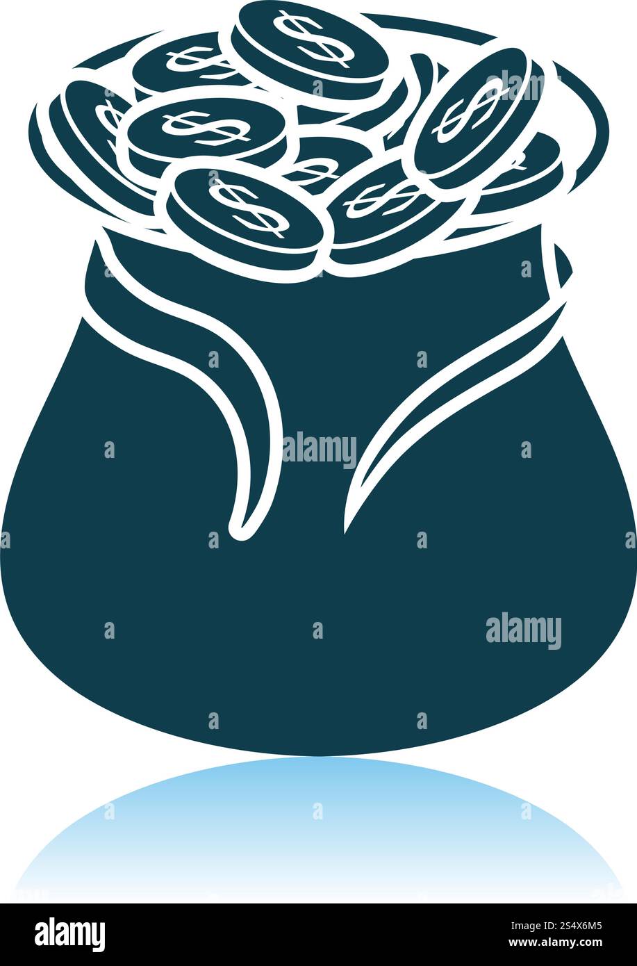 Open Money Bag Icon. Shadow Reflection Design. Vector Illustration ...