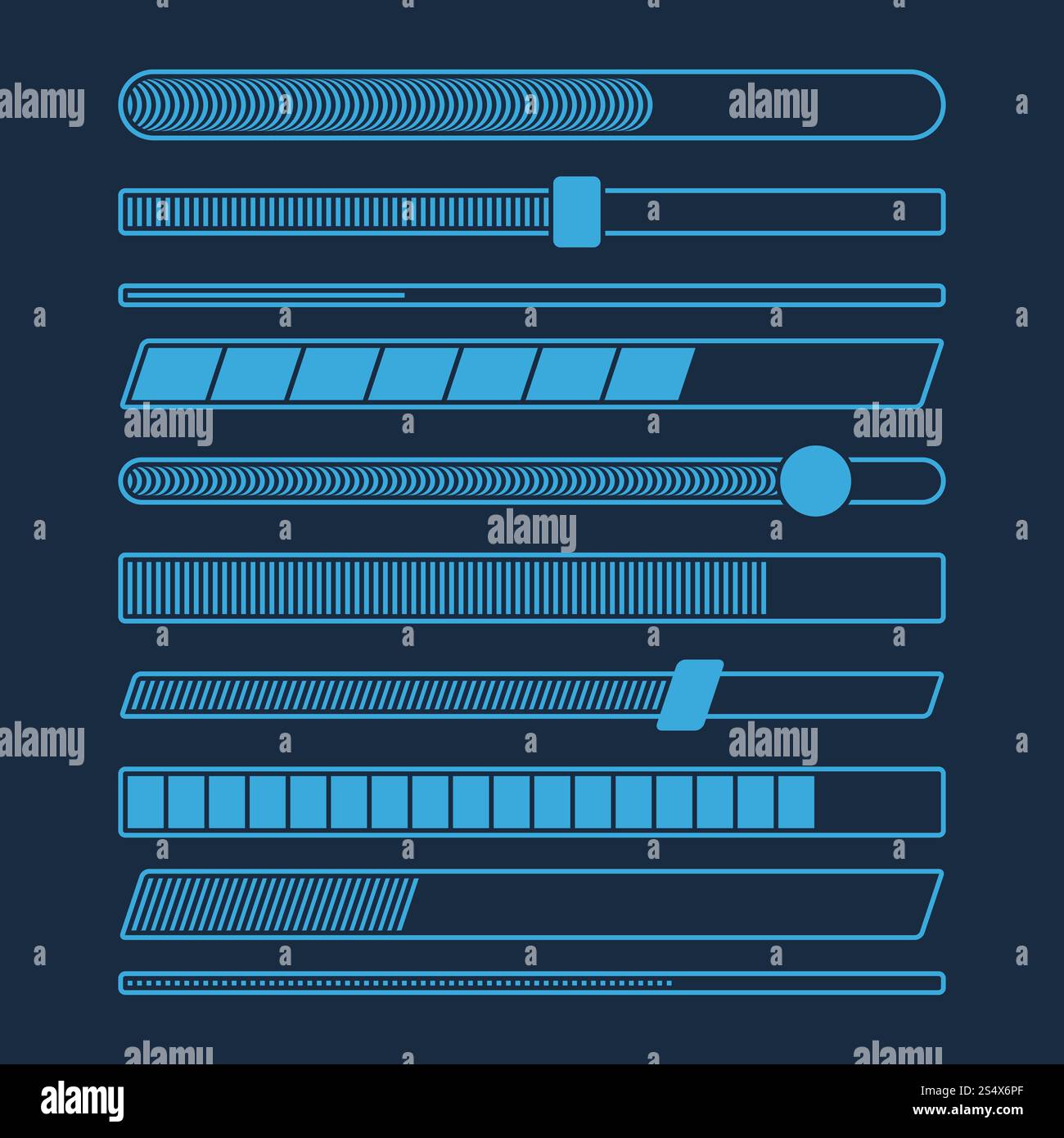 Futuristic download progress loading bar vector set isolated. Progress ...