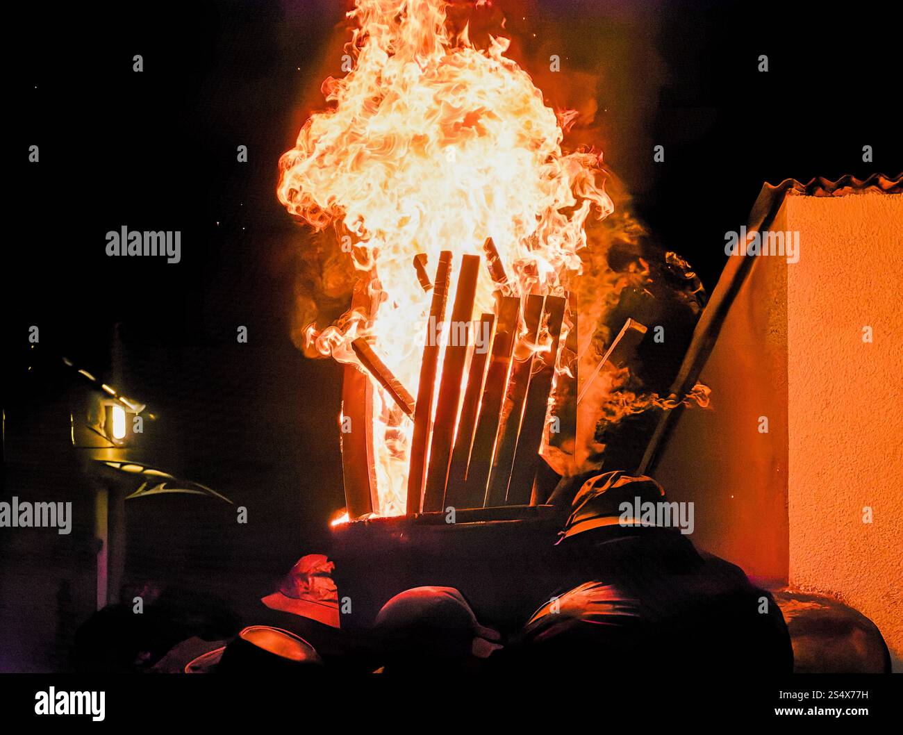 Burning of the Clavie 2025 Burghead Moray Scotland very large flames as ...