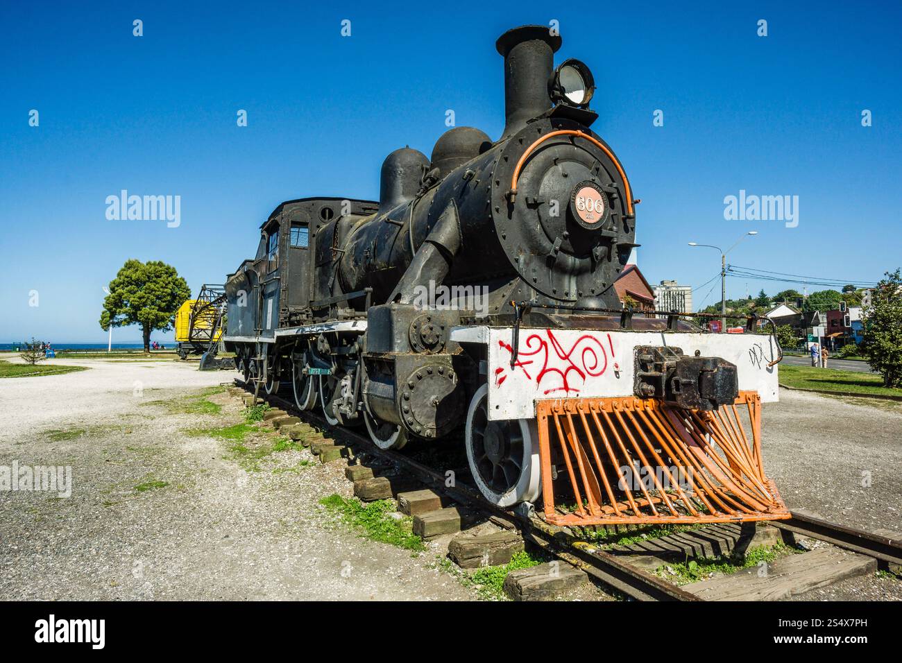 Old locomotive, Costanera, Puerto Montt, Llanquihue province, Los Lagos ...