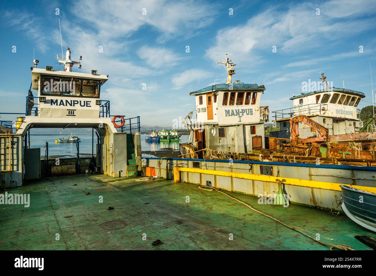 Old ferries stranded during low tide, Dalcahue, Chiloé Island ...