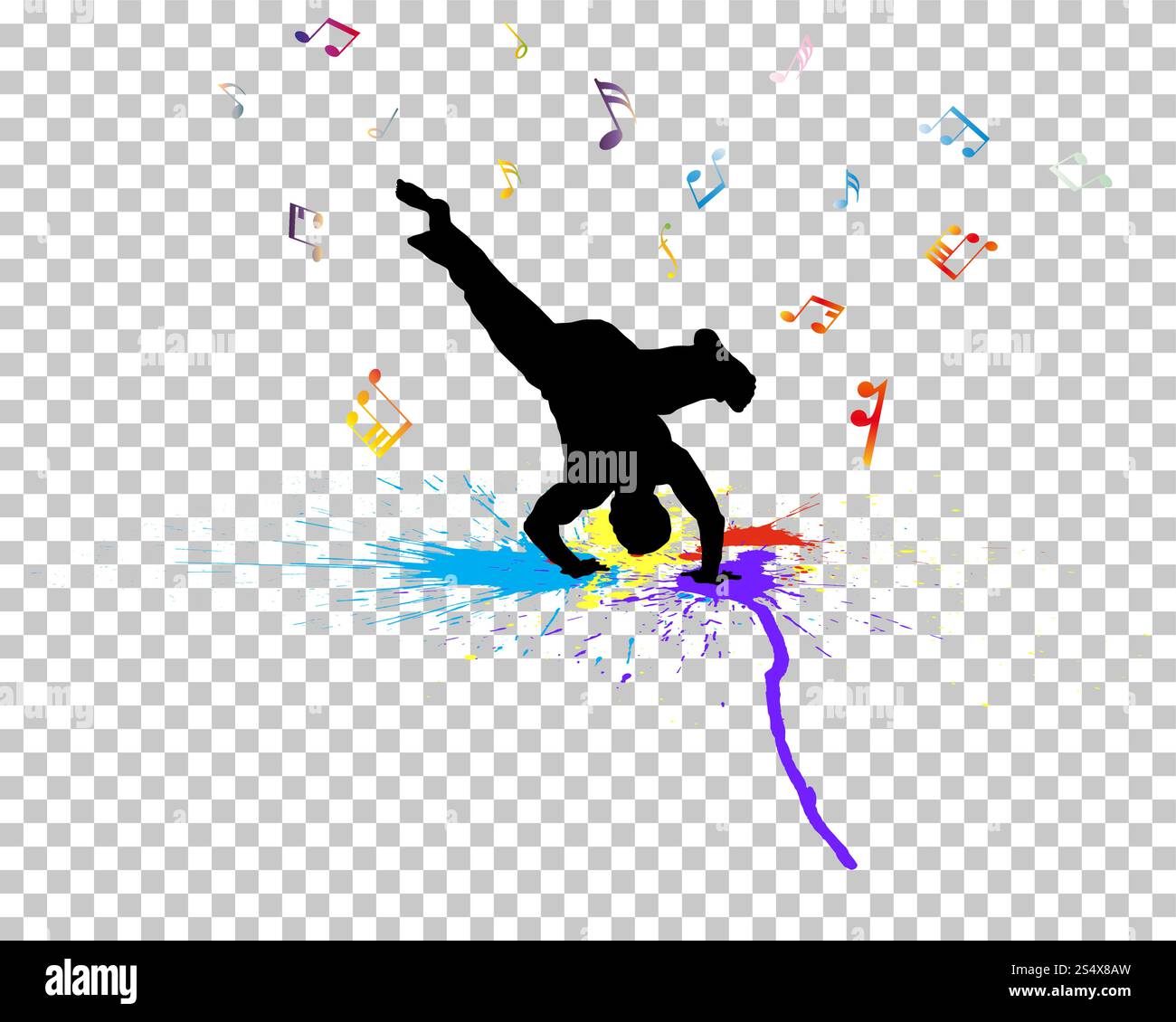 Dancer on a grunge background with notes. Vector illustration Stock ...